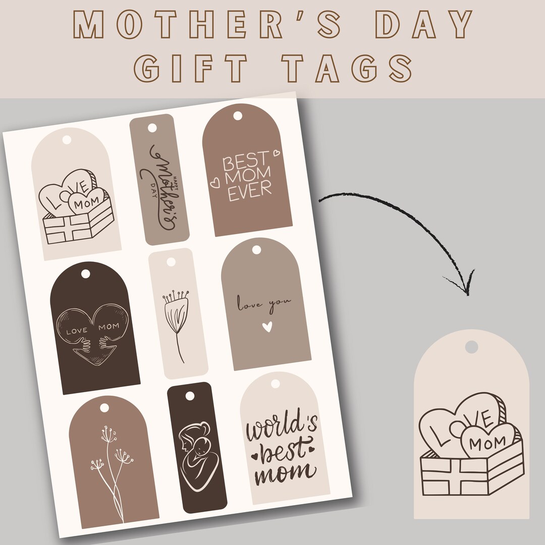 Printable Minimal Mother's Day Gift Tags, Mother's Day Minimal Mom Tags ...