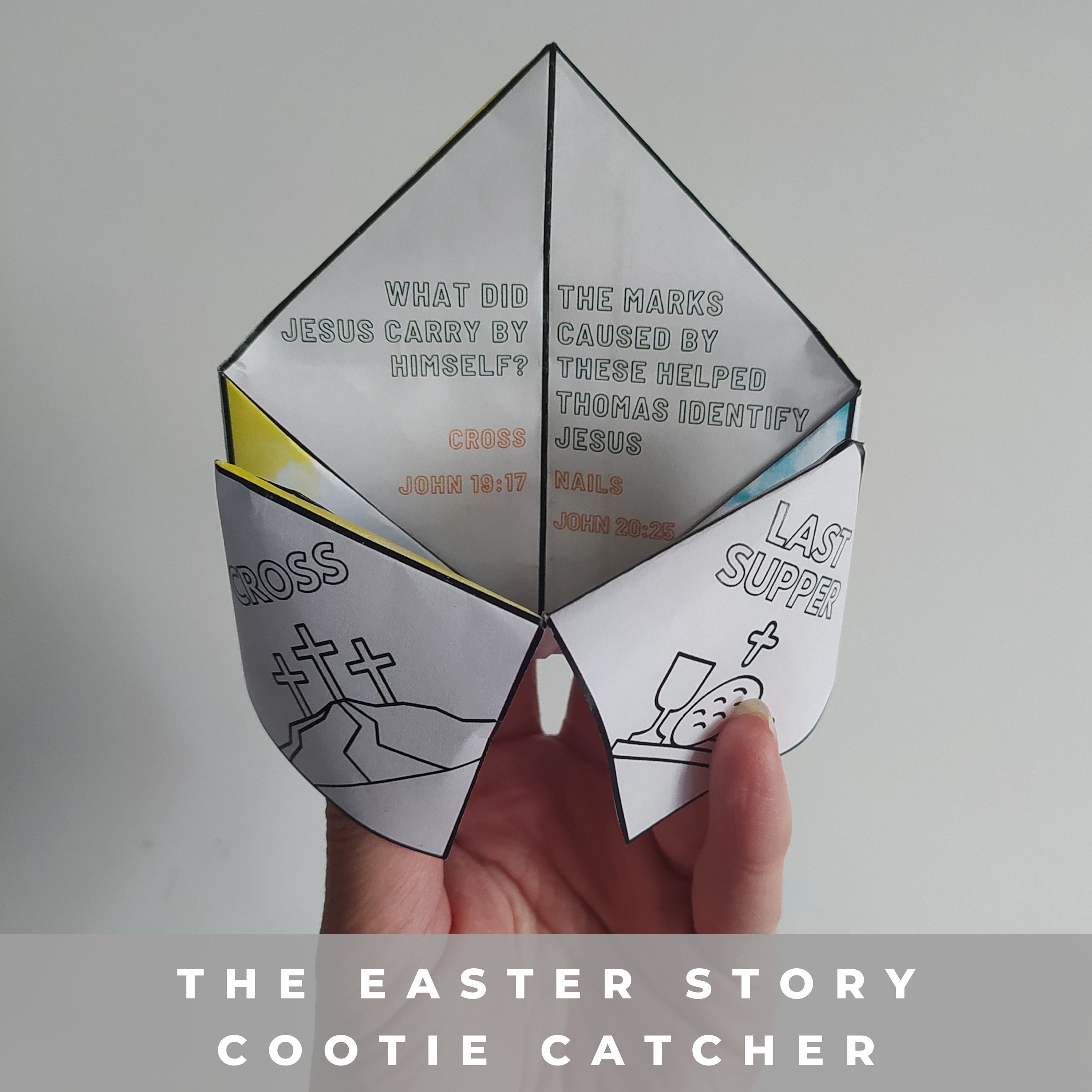 The Easter Story Cootie Catcher, Printable Sunday School Bible Activity ...