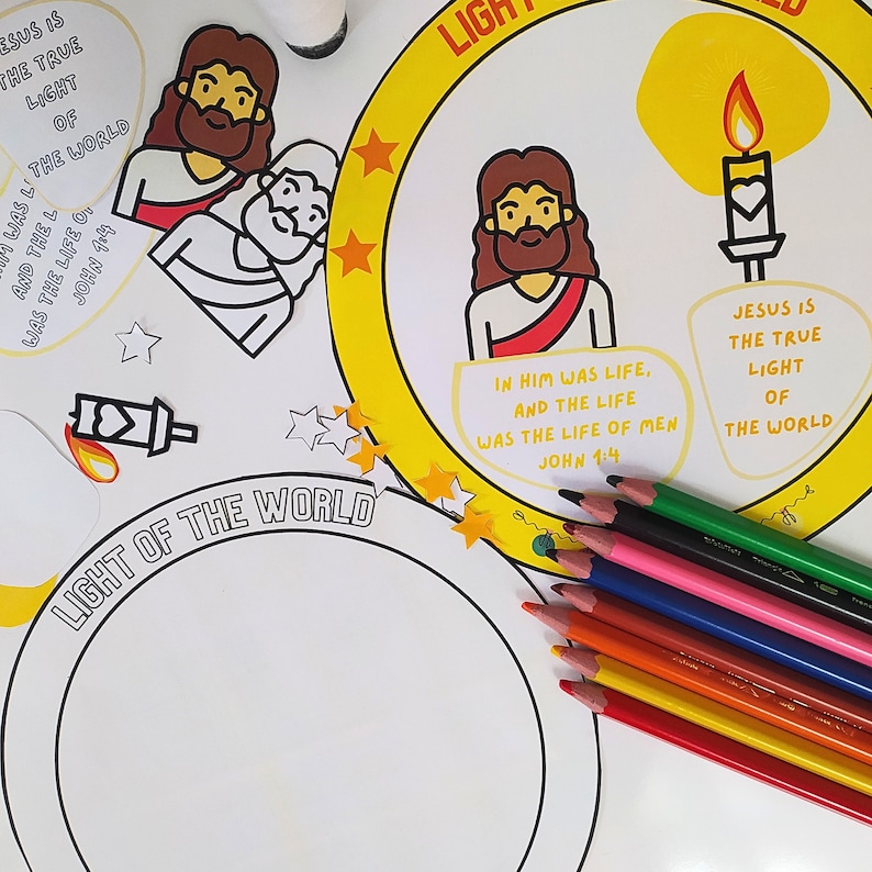 Light of the World Craft, Printable Sunday School Lesson, Christian ...