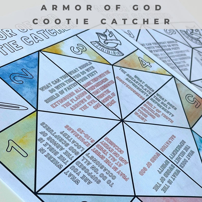 Armor of God Cootie Catcher Sunday School Bible Activity,armor of God ...