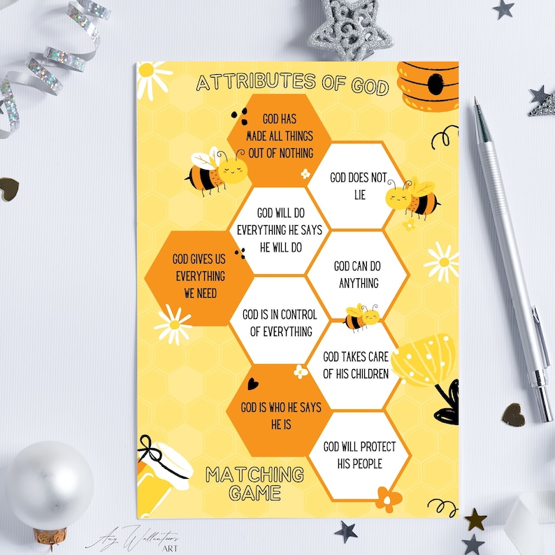 Attributes of God Printable Matching Cards, Sunday School Activity ...