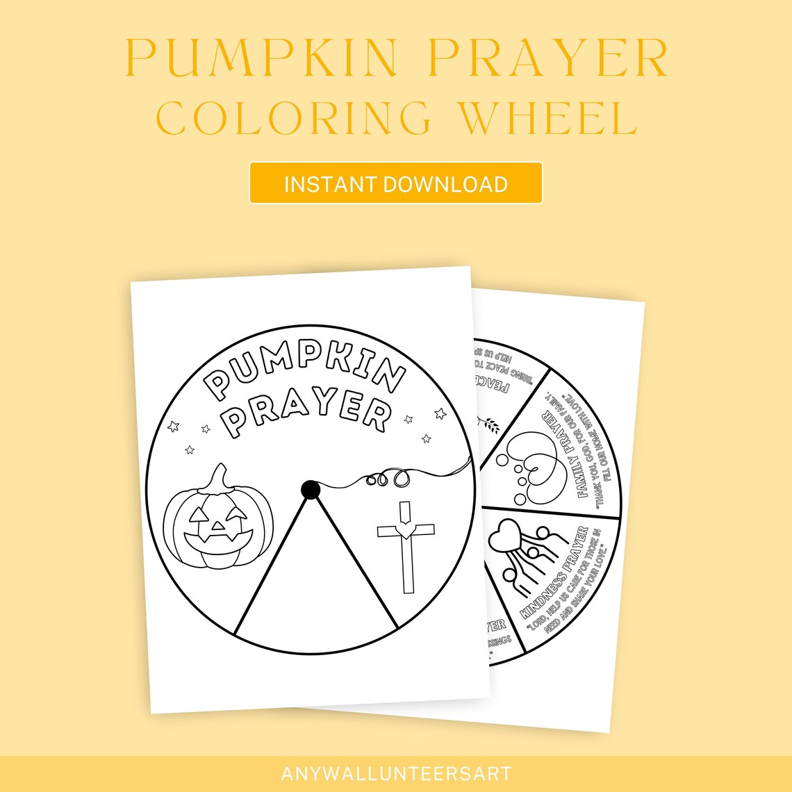 Pumpkin Prayer Coloring Wheel for Kids,christian Fall Craft,printable ...