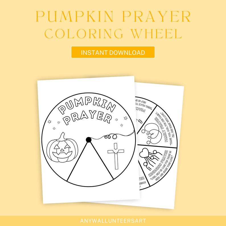 Pumpkin Prayer Coloring Wheel for Kids,christian Fall Craft,printable ...