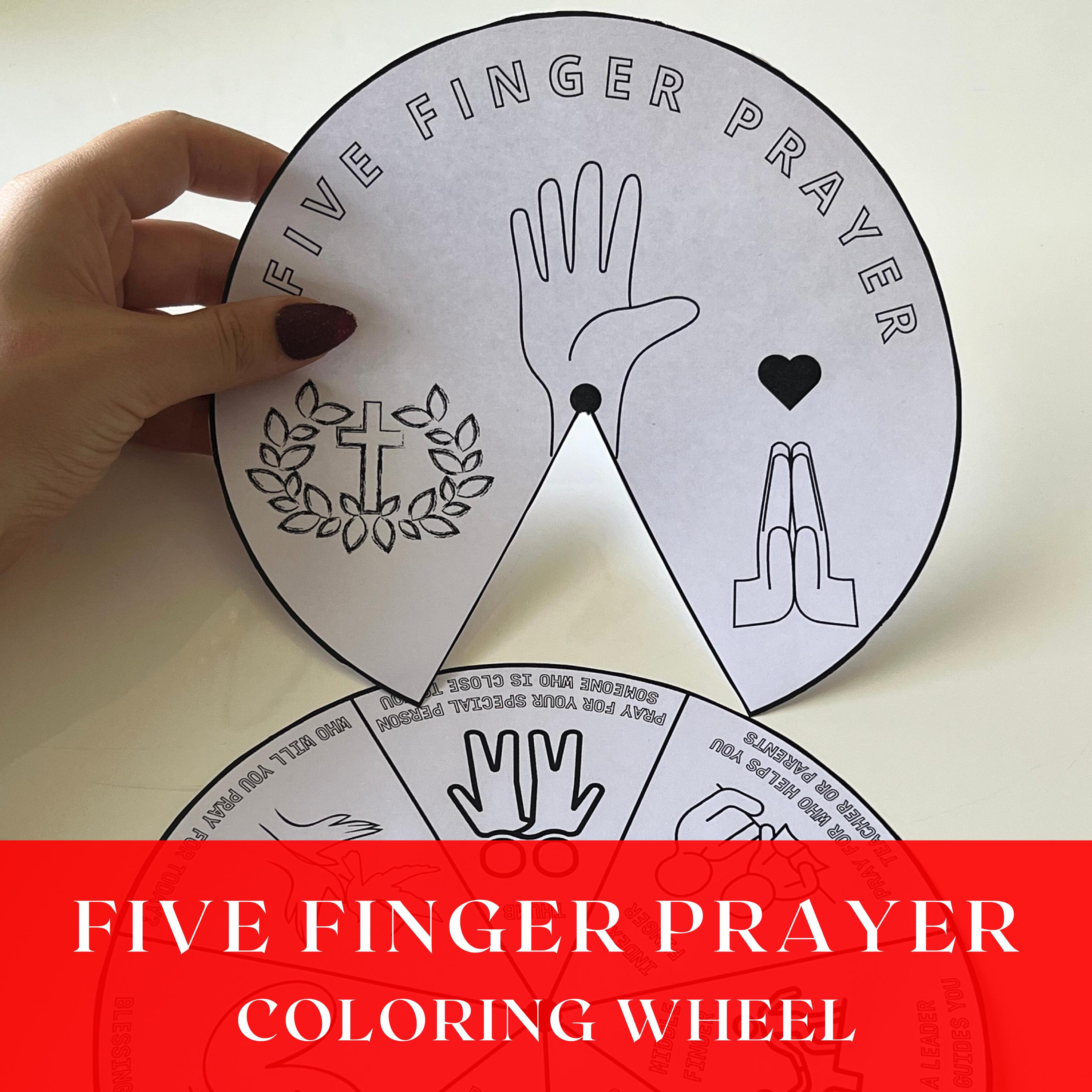 Five Finger Prayer Coloring Wheel,sunday School Craft, Bible Scripture ...