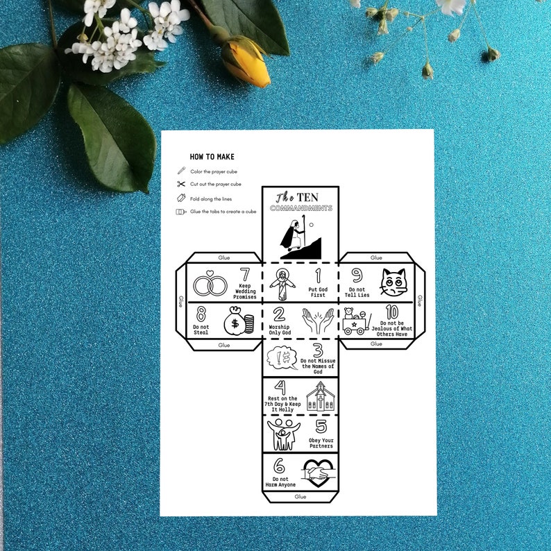 Printable the Ten Commandments Cube for Kids, Bible Coloring Page ...