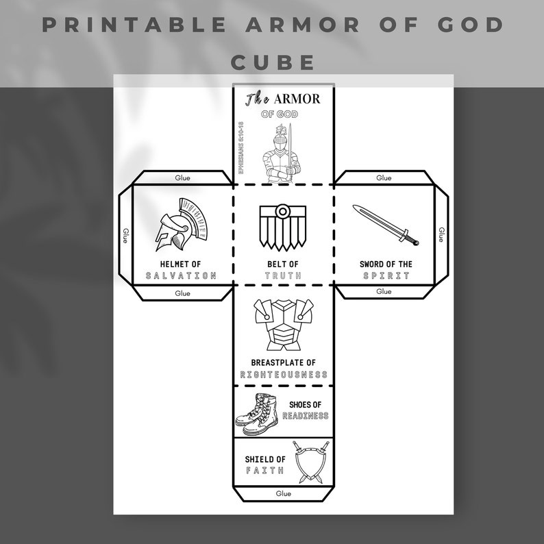 Printable Armor of God Cube for Kids, Bible Coloring Page Learning ...