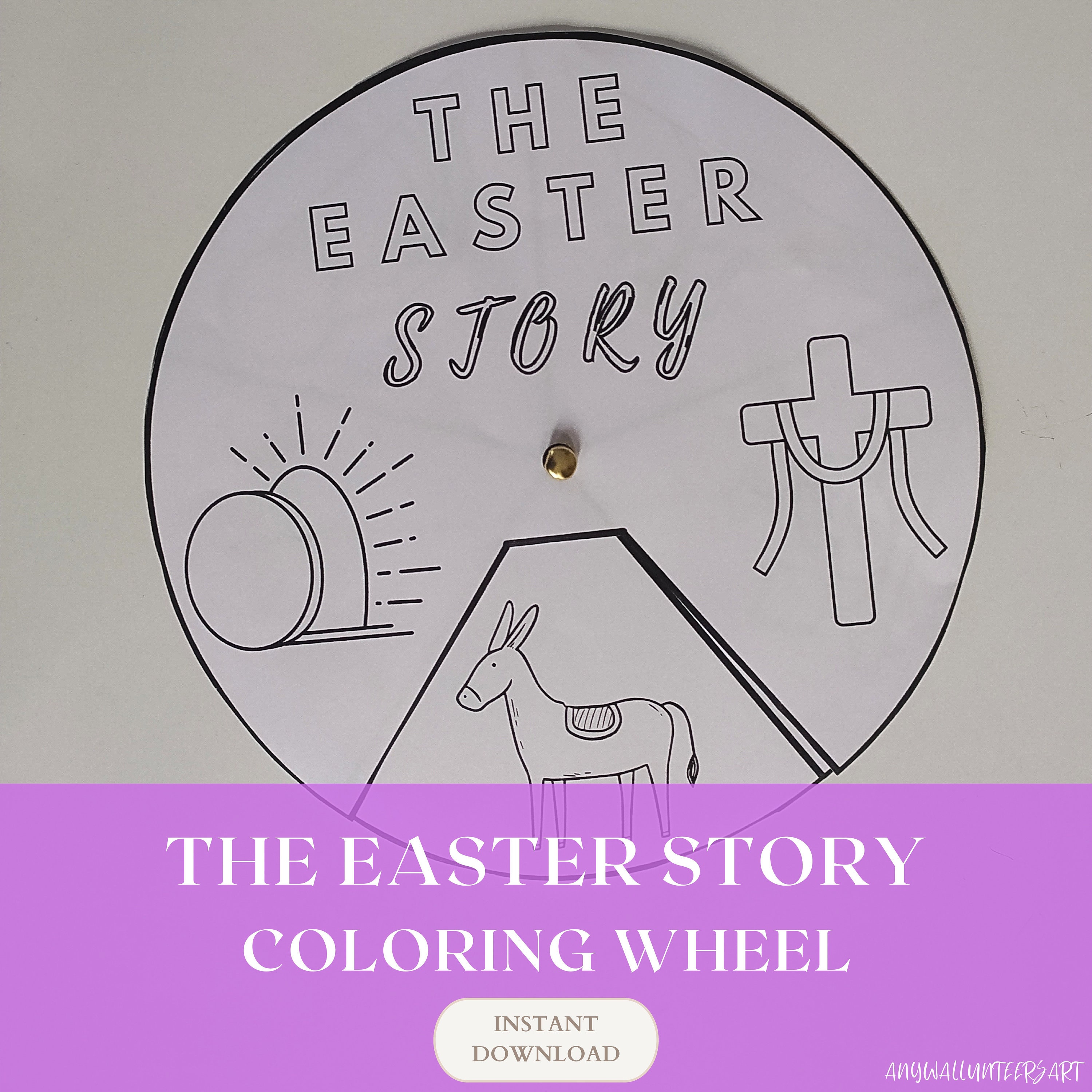The Easter Story Coloring Wheel,kids Bible Coloring Printable Christian ...