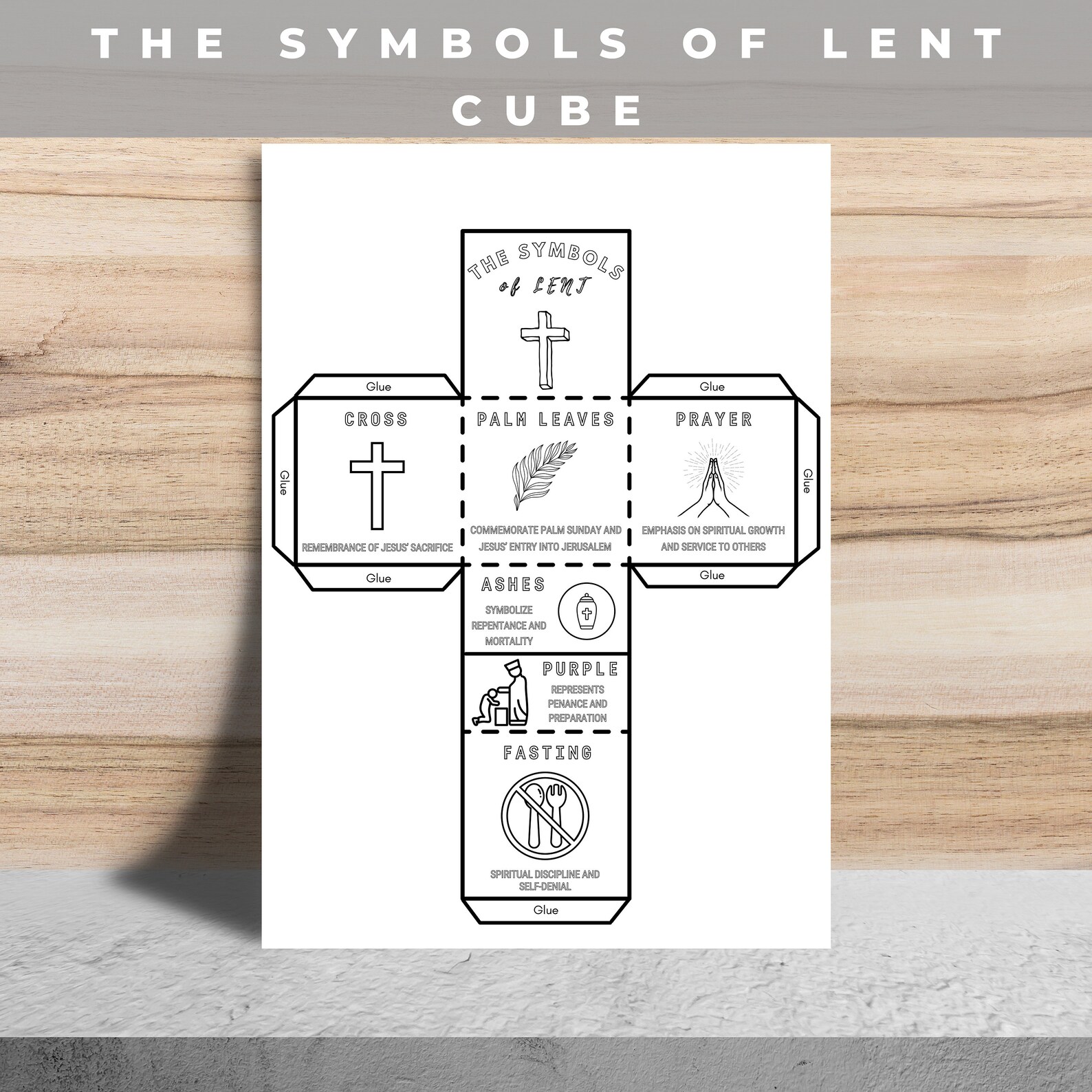 The Symbols of Lent Coloring Cube, Printable Sunday School Craft ...