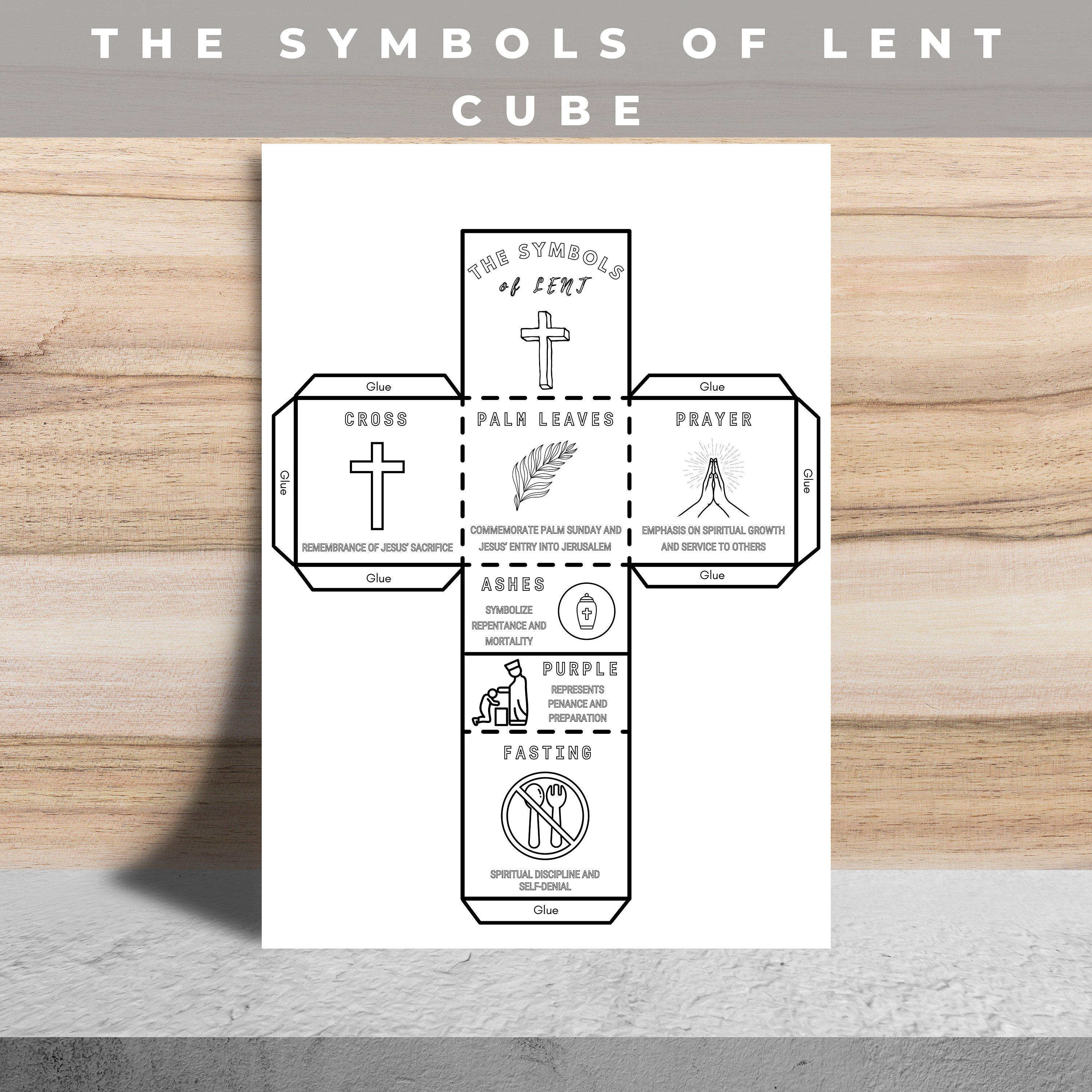 The Symbols of Lent Coloring Cube, Printable Sunday School Craft ...