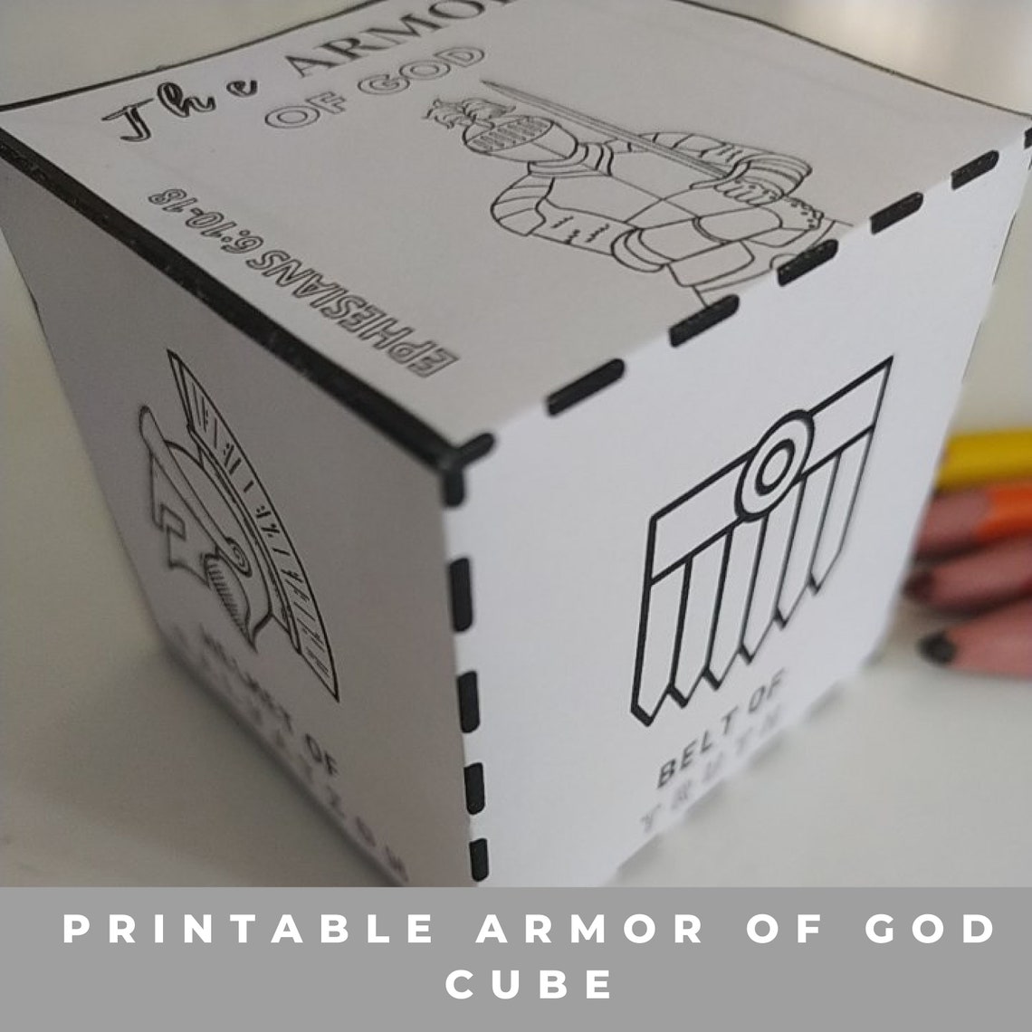 Printable Armor of God Cube for Kids, Bible Coloring Page Learning ...