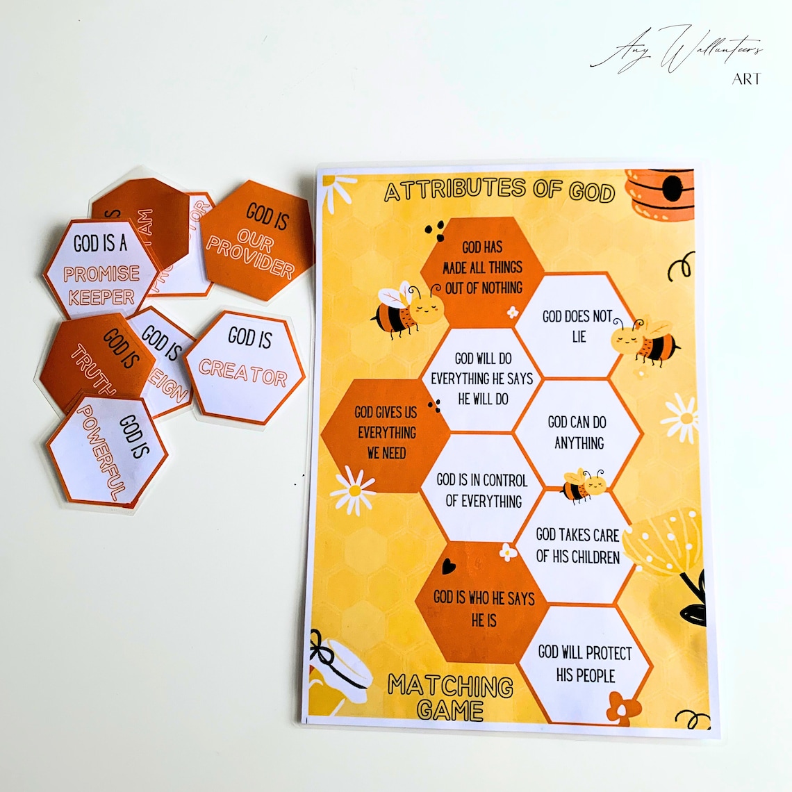 Attributes of God Printable Matching Cards, Sunday School Activity ...