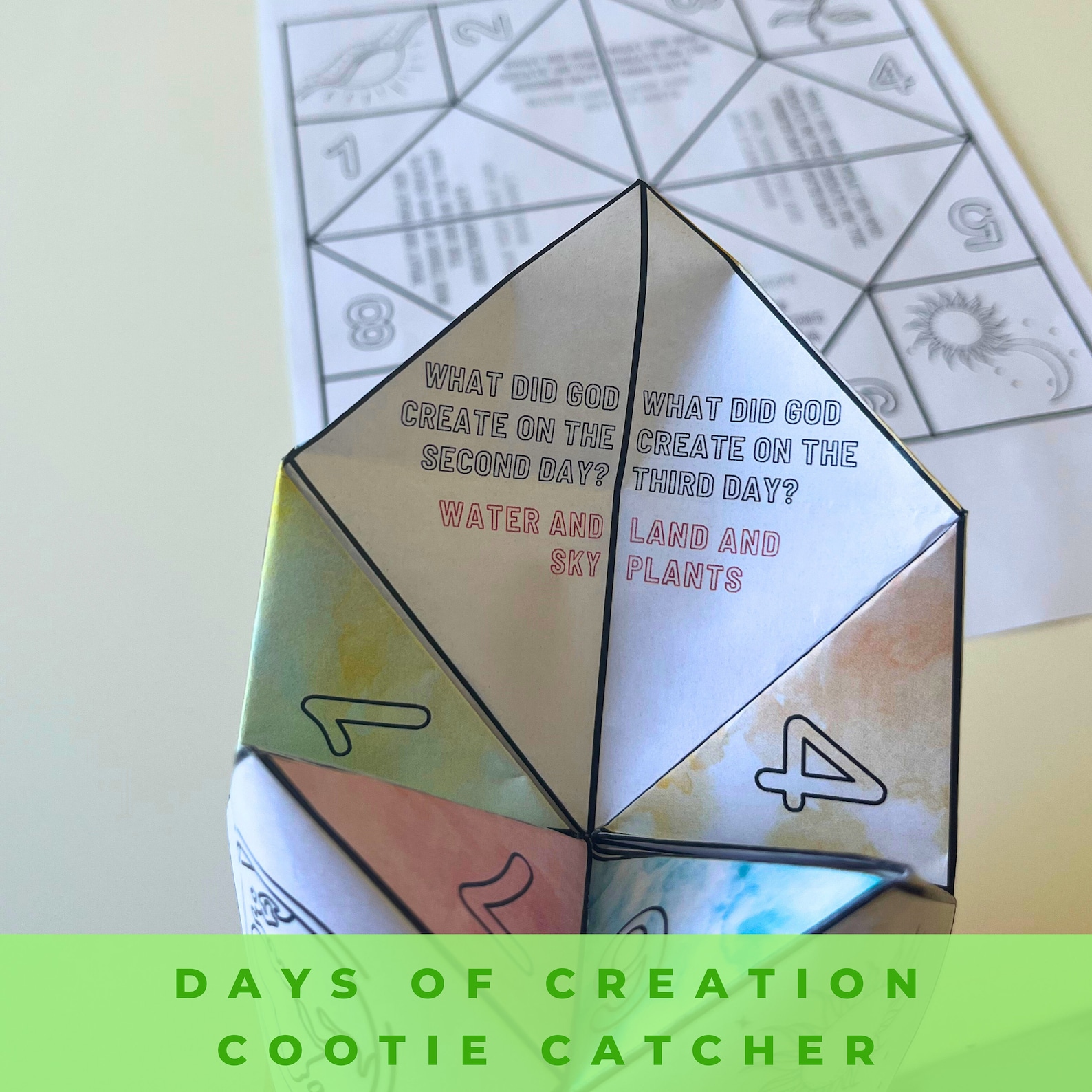 Days of Creation Cootie Catcher Sunday School Bible Activity, Days of ...