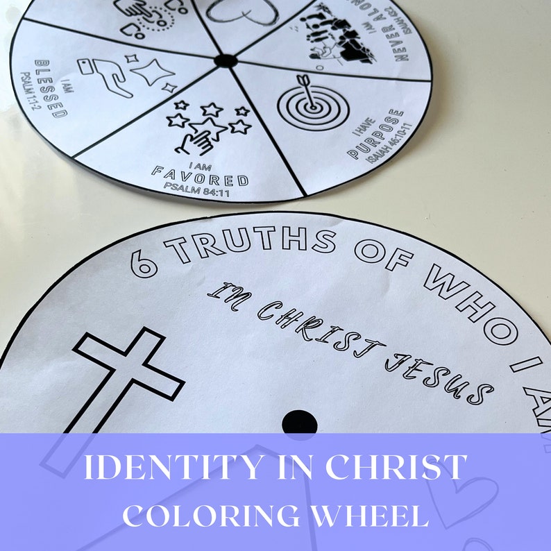 Identity in Christ Coloring Wheel, Printable Sunday School Lesson, Christian Printable Craft ...