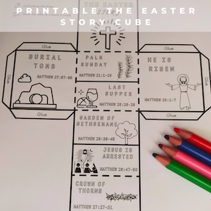 Easter Story Coloring Cube, Printable Bible Verse Activity, Easter ...