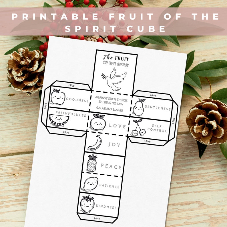 Printable Fruit of the Spirit Cube for Kids, Bible Coloring Page ...