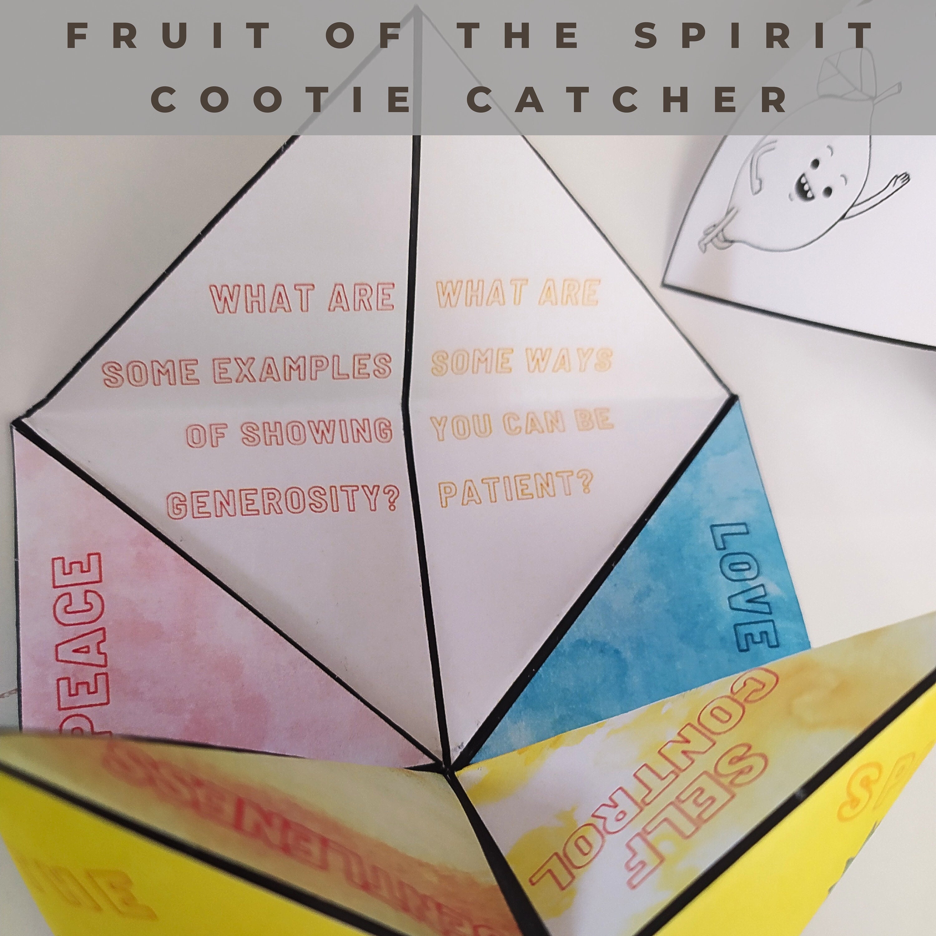 Fruit of the Spirit Cootie Catcher Sunday School Bible Activity, Fruit ...