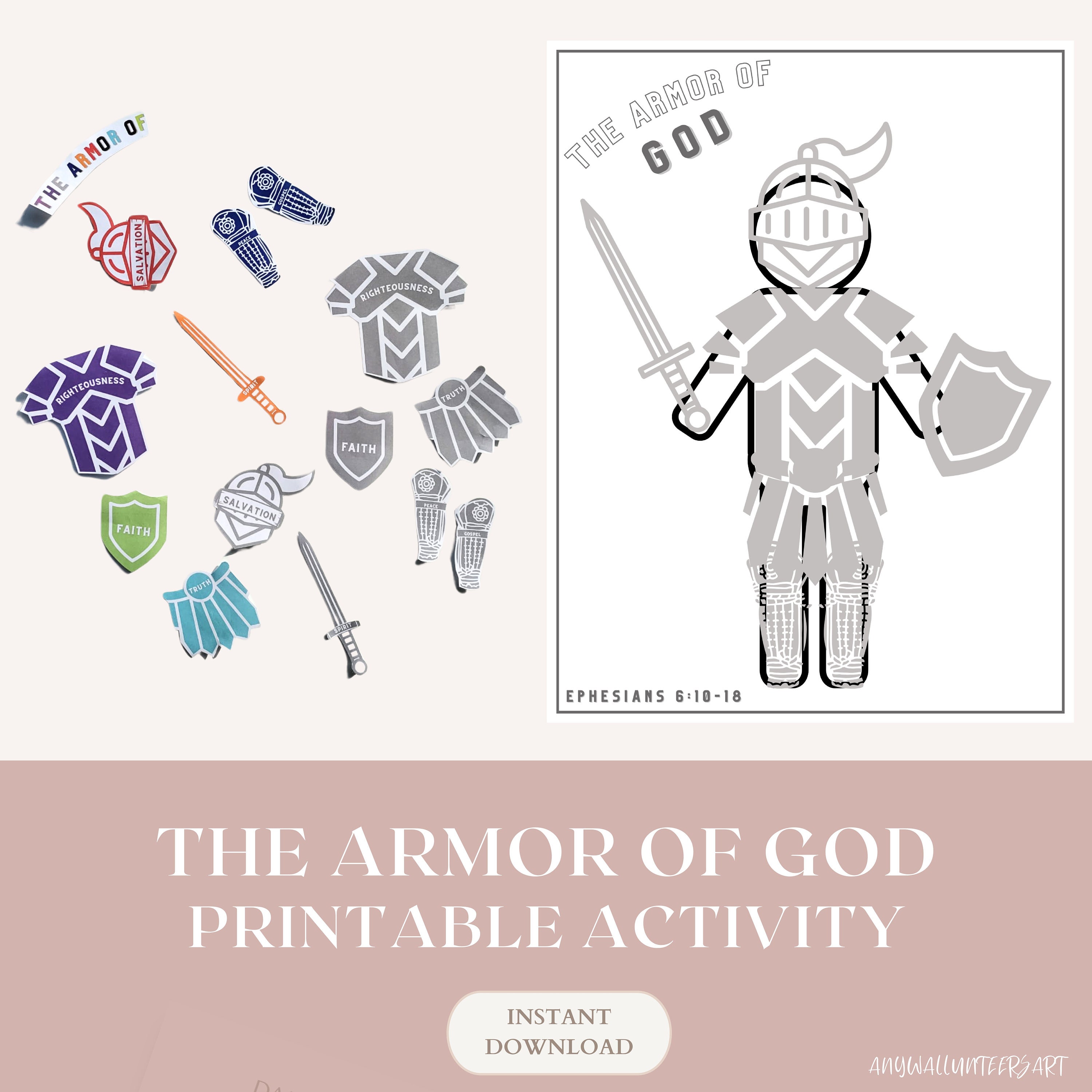Ephesians 6:10-18 Armor of God Printable Activity, Sunday School Crafts ...