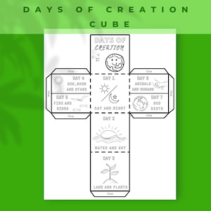 Days of Creation Coloring Cube, Printable Bible Activity, Coloring ...