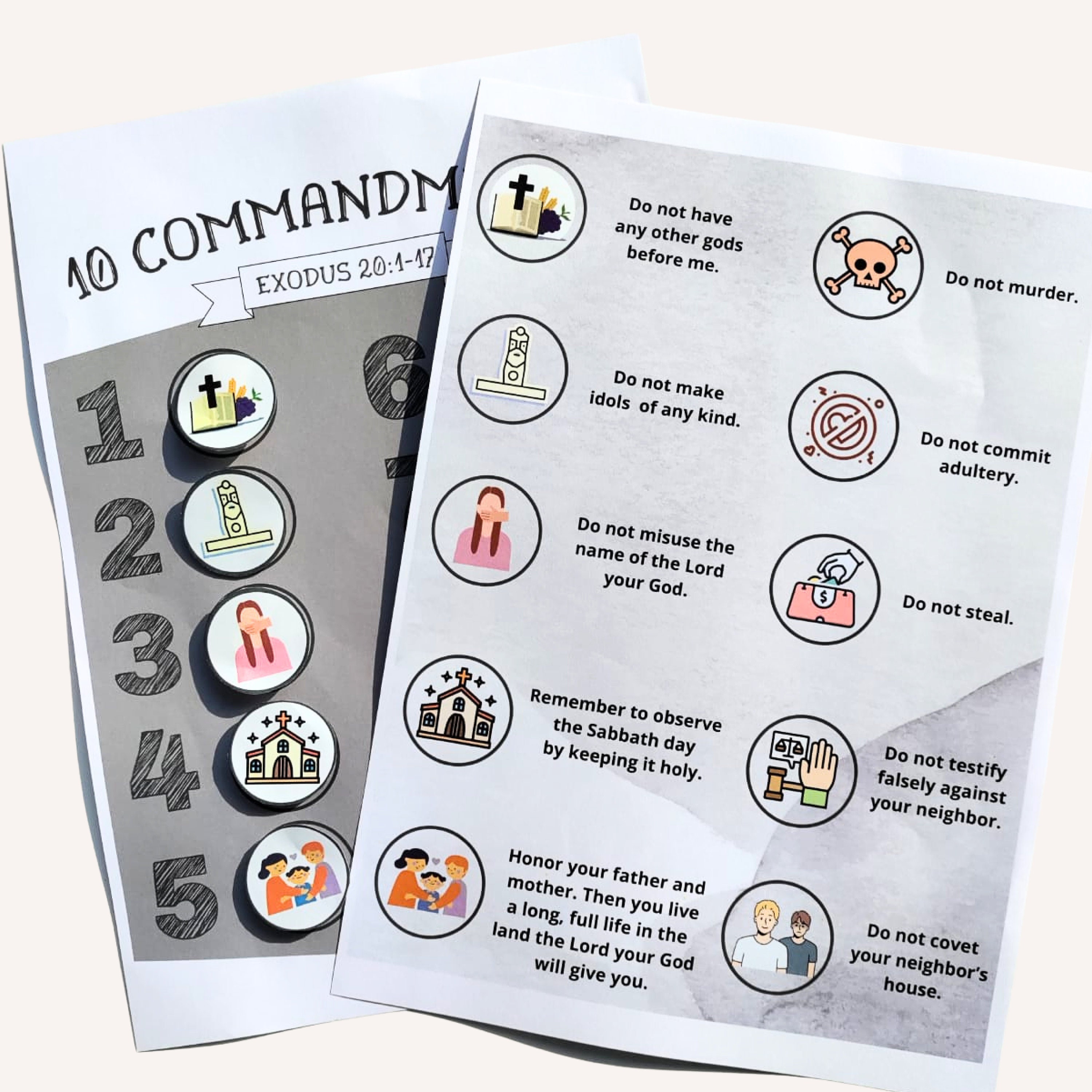 The Ten Commandments Printable Memory Game, Bible Verse Sunday School ...