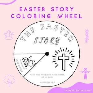 The Easter Story Bible Coloring Wheel, Printable Bible Activity, Bible ...