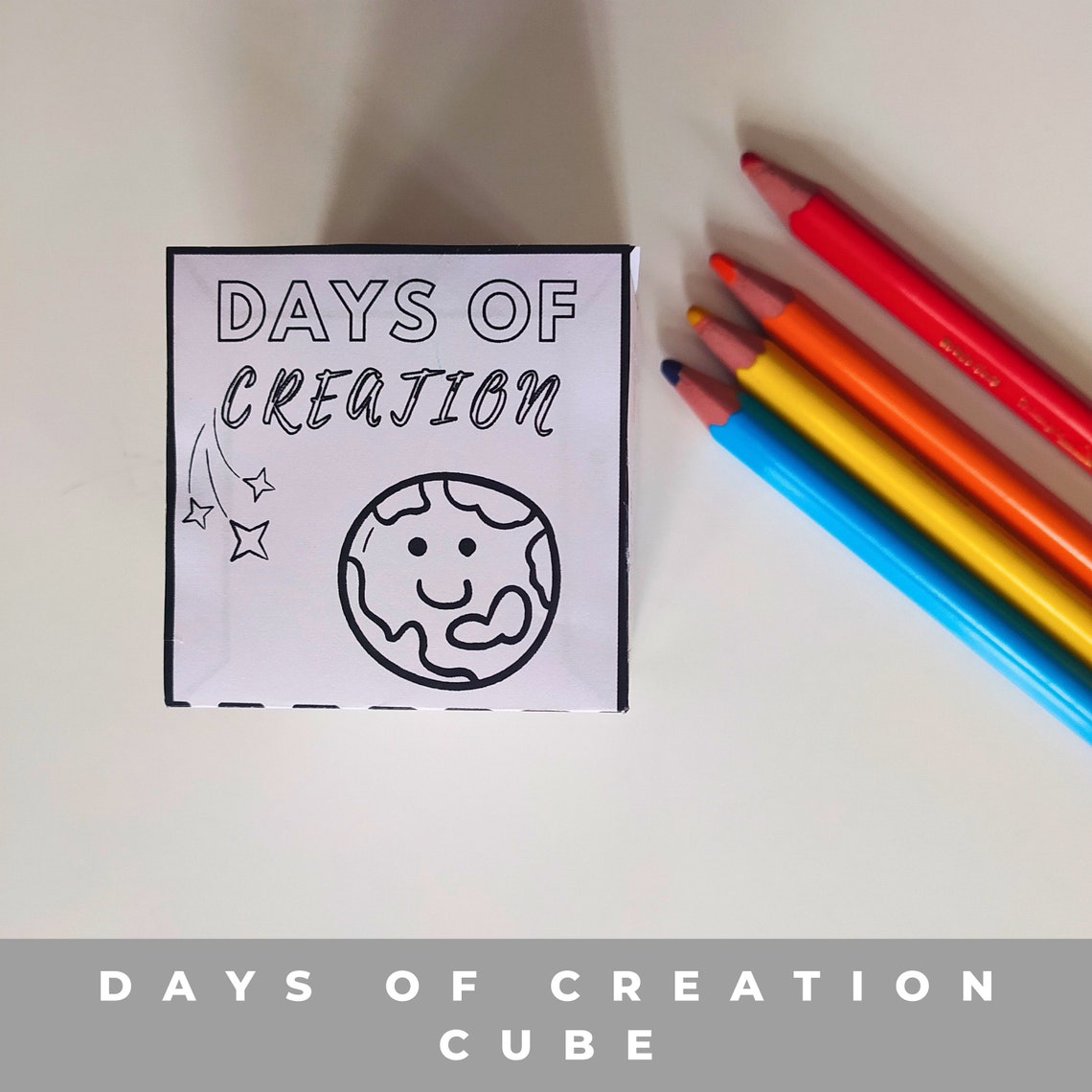 Days of Creation Coloring Cube, Printable Bible Activity, Coloring ...