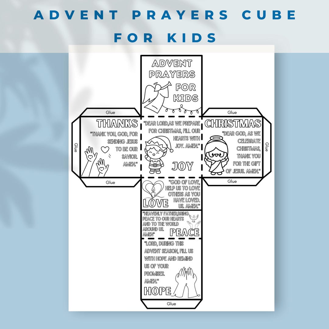 Advent Prayers Coloring Cube for Kids, Printable Christmas Activity ...