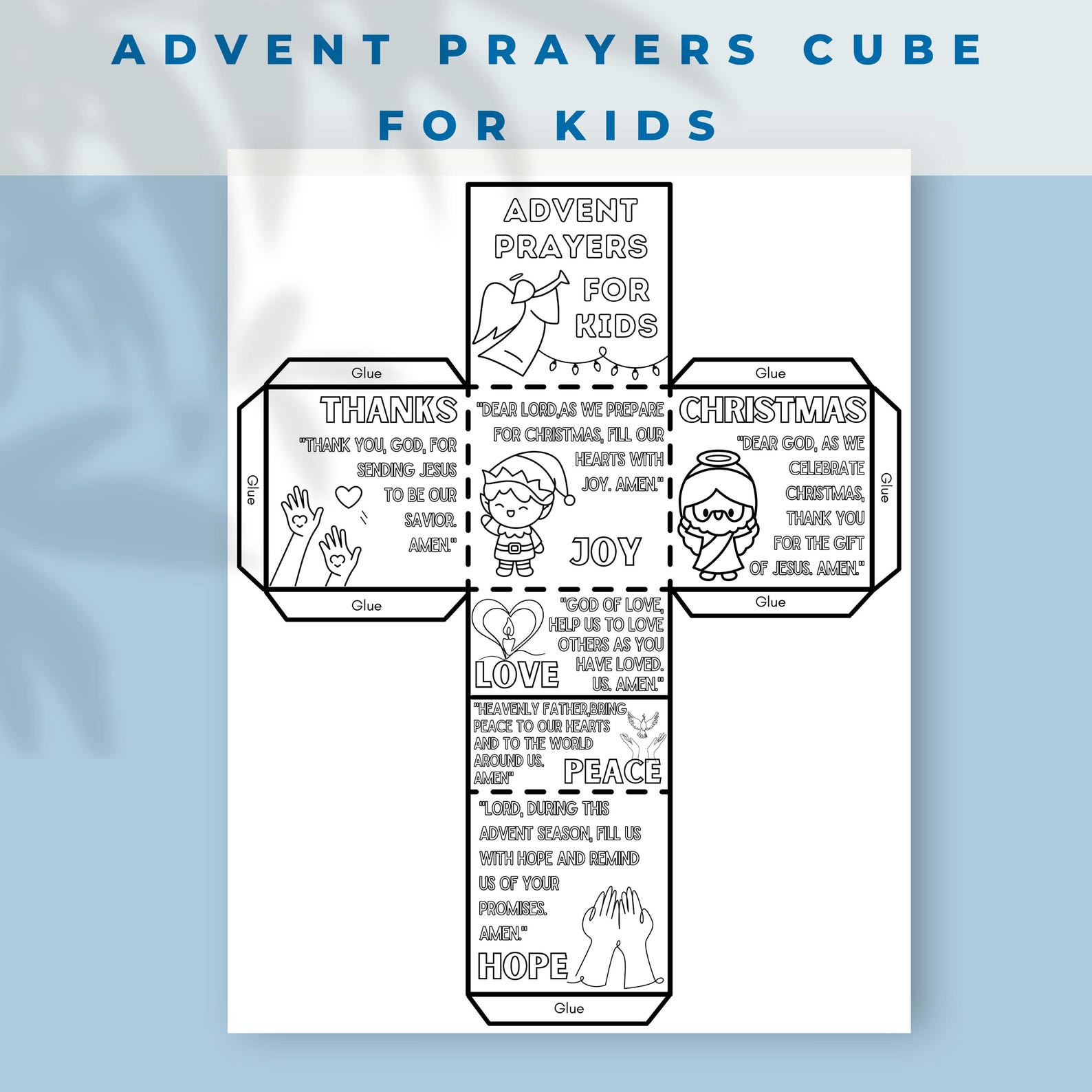 Advent Prayers Coloring Cube for Kids, Printable Christmas Activity ...
