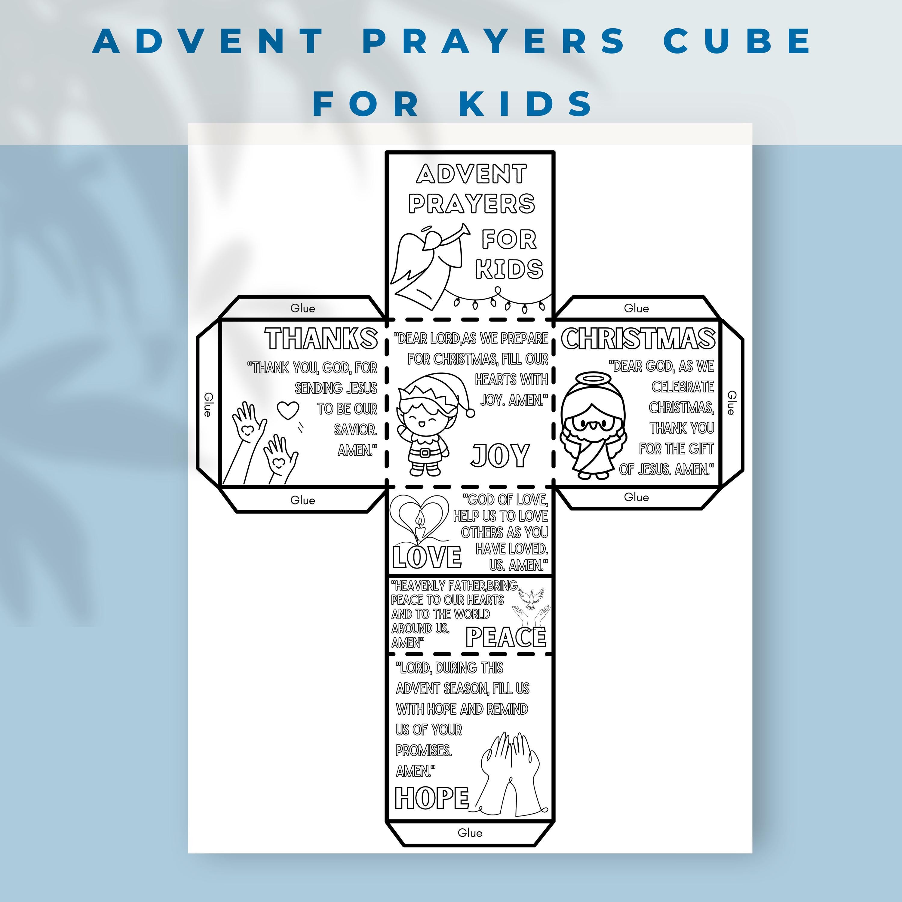 Advent Prayers Coloring Cube for Kids, Printable Christmas Activity ...