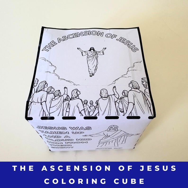 Ascension of Jesus Coloring Cube, 3D Bible Craft (printable) - Etsy
