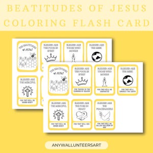 The Beatitudes of Jesus Coloring Flash Card,bible Story Activity, Bible ...