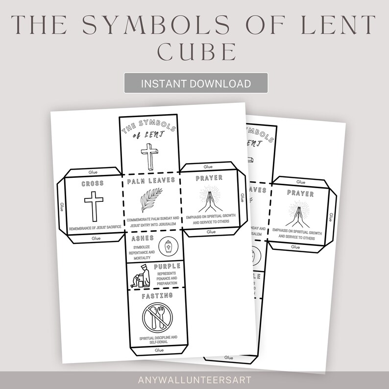 The Symbols of Lent Coloring Cube, Printable Sunday School Craft ...