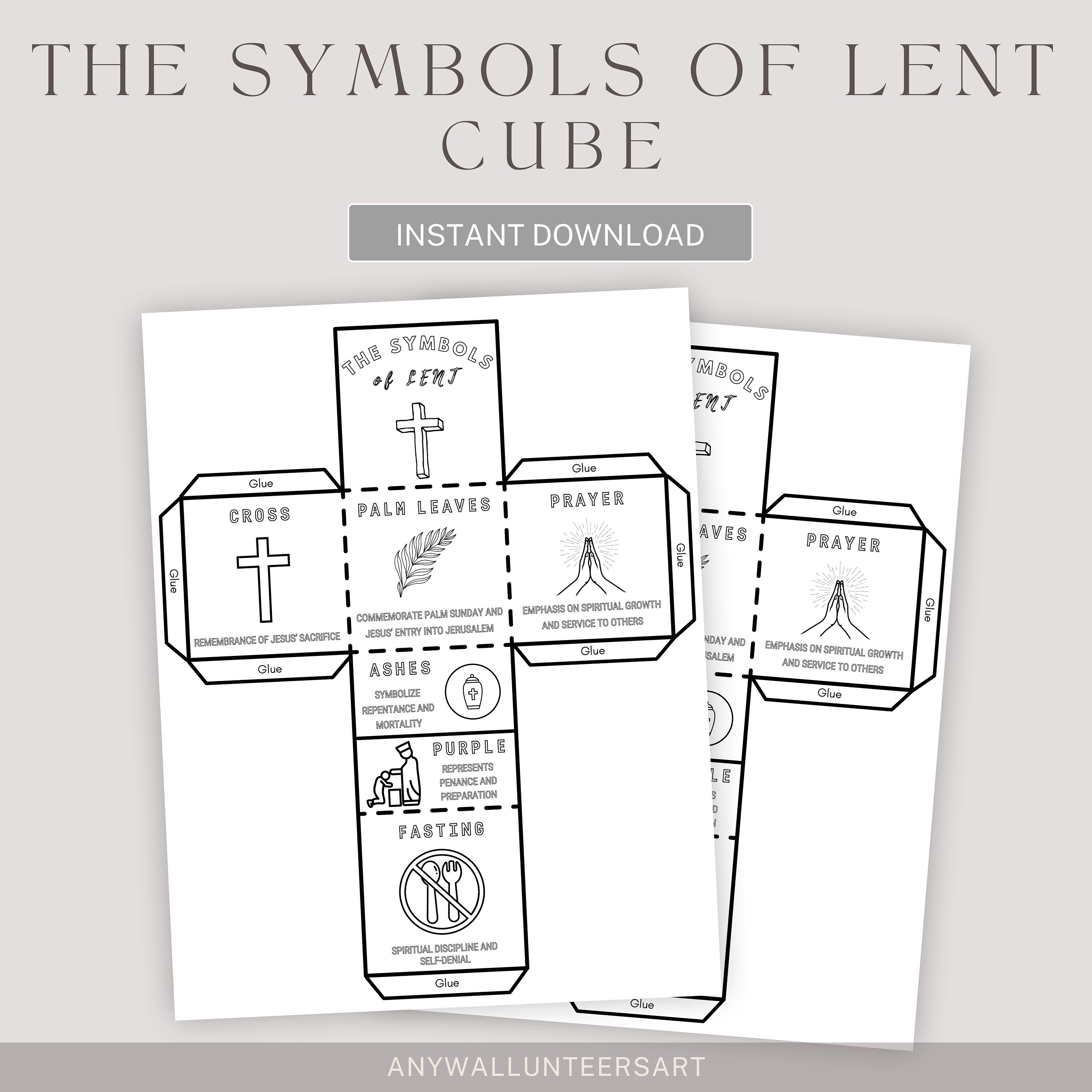 The Symbols of Lent Coloring Cube, Printable Sunday School Craft ...