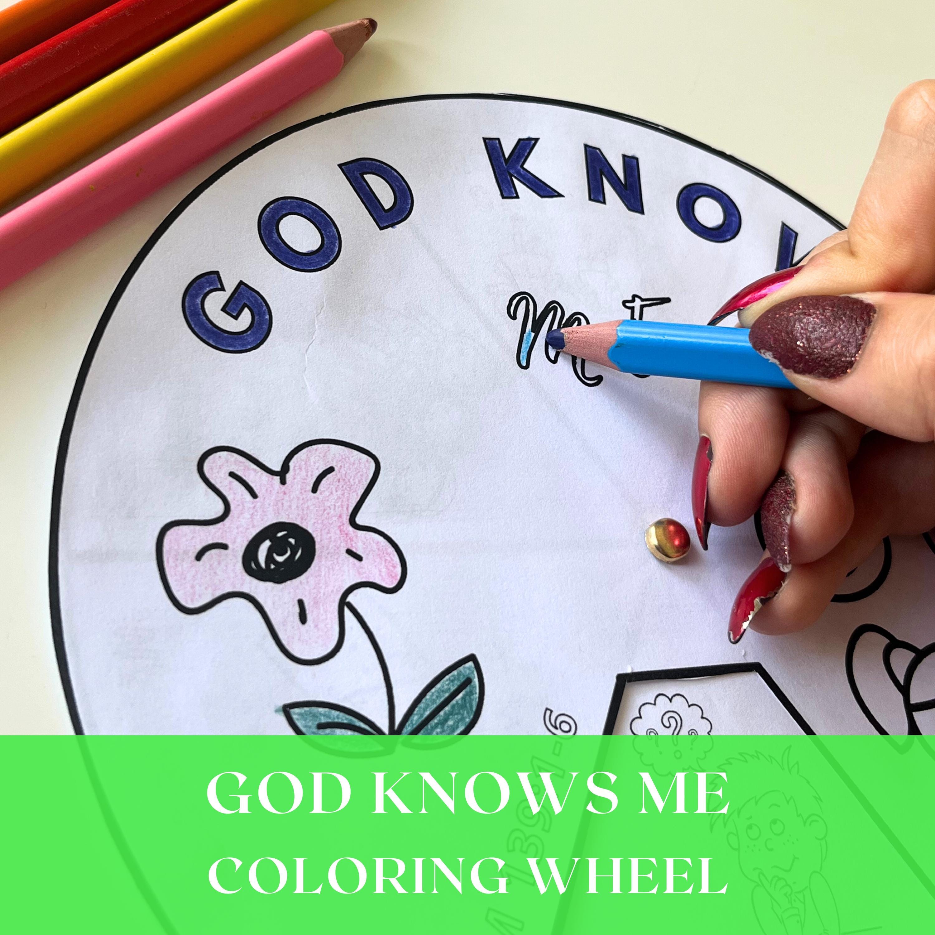 God Knows Me Coloring Wheel,sunday School Lesson Craft, Bible Scripture ...