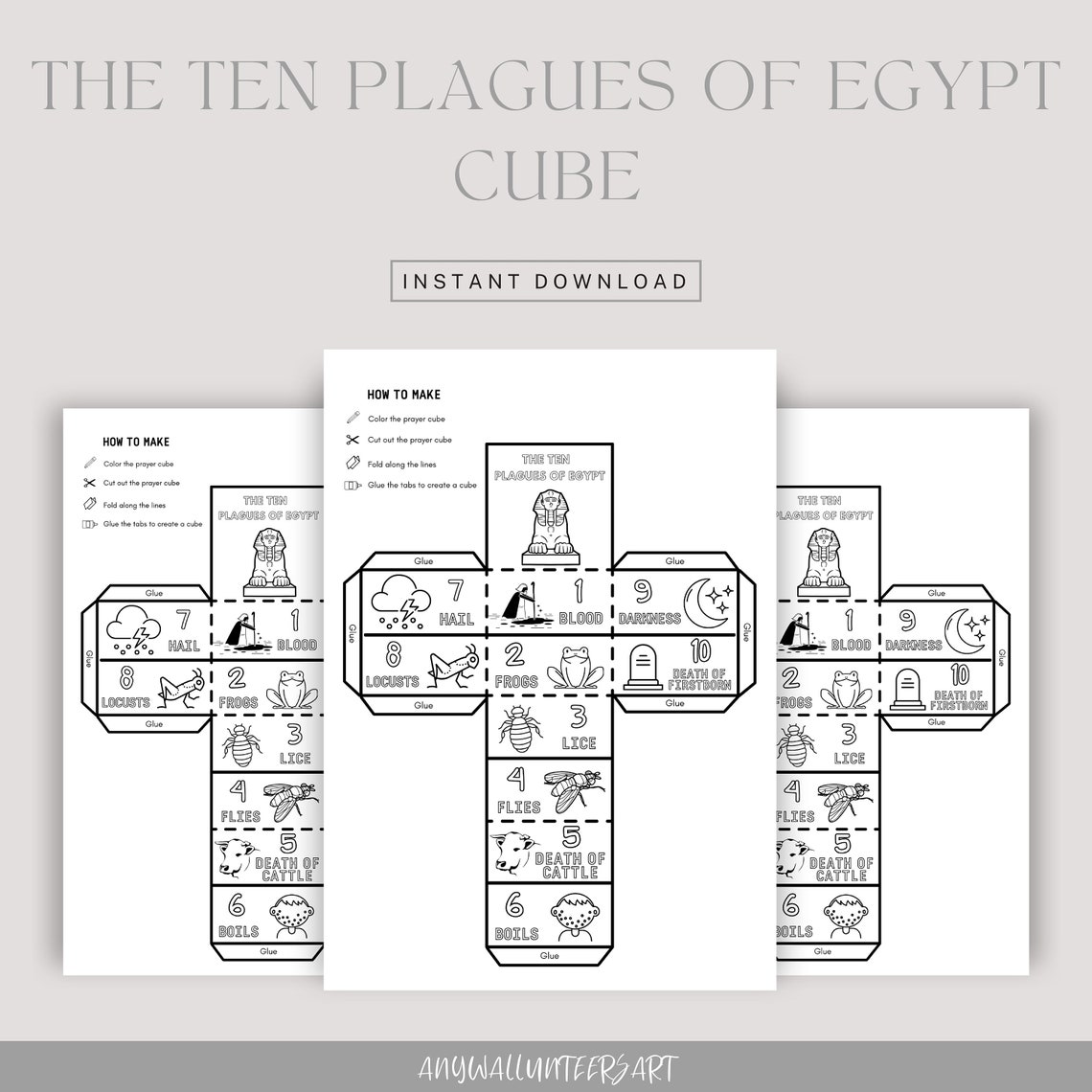 The Ten Plagues of Egypt Cube for Kids,bible Coloring Page Learning ...