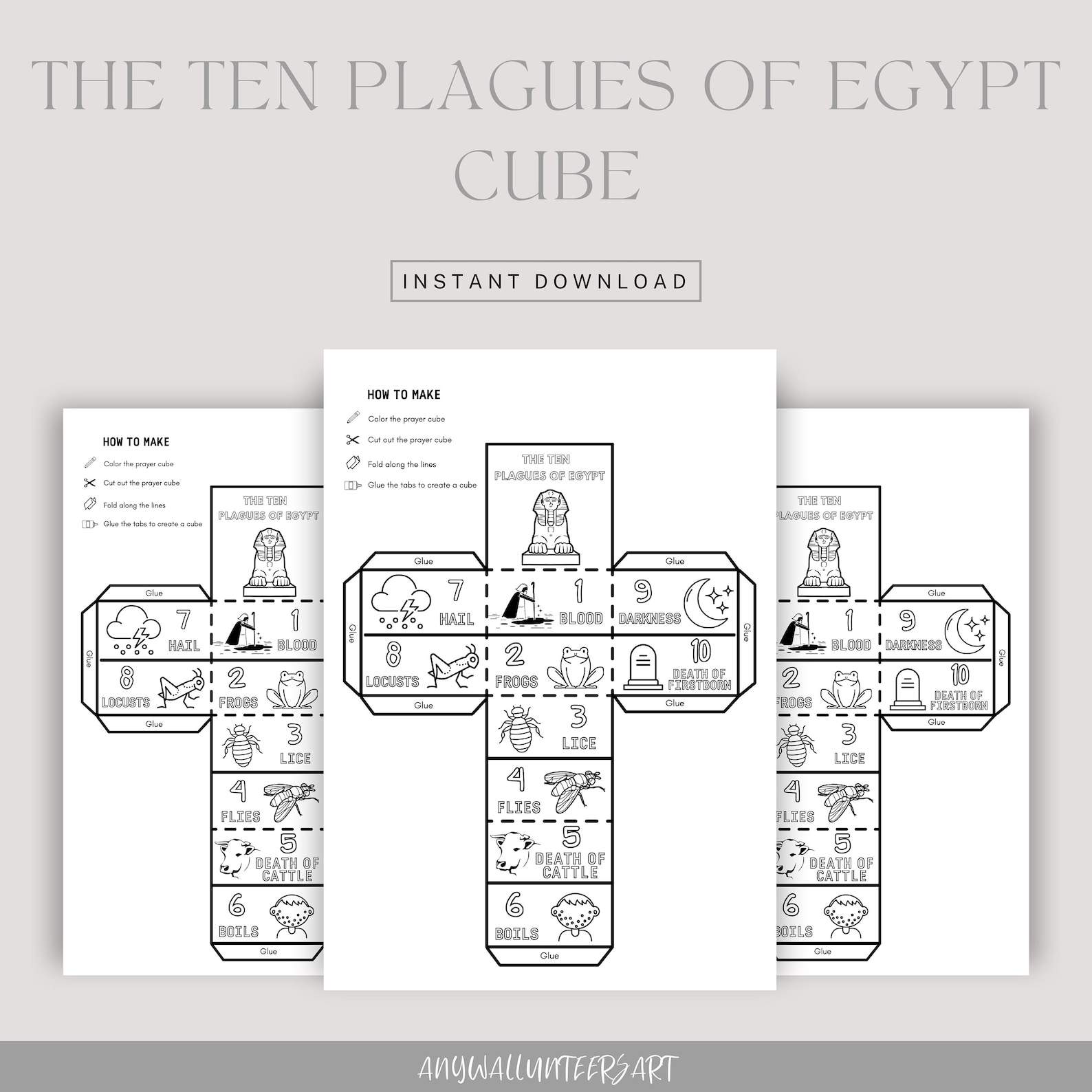 The Ten Plagues of Egypt Cube for Kids,bible Coloring Page Learning ...