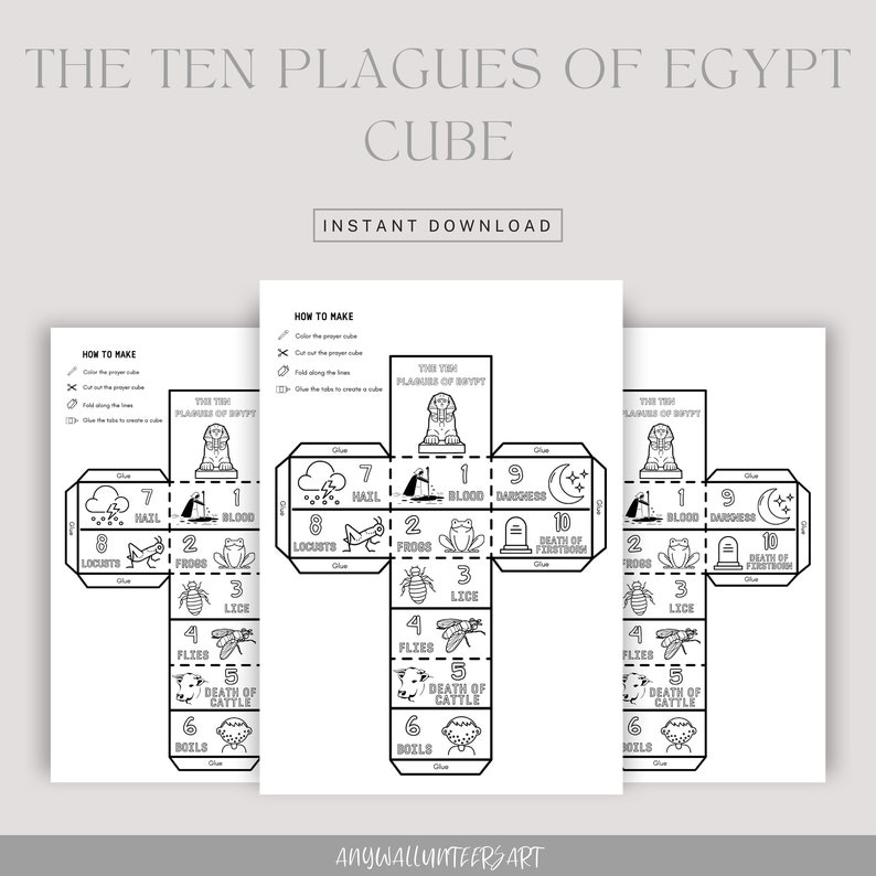 The Ten Plagues of Egypt Cube for Kids,bible Coloring Page Learning ...