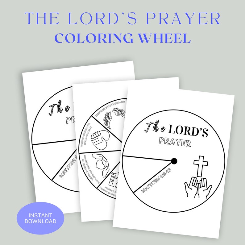The Lord's Prayer Coloring Wheel for Kids, Teaching the Lord's Prayer ...