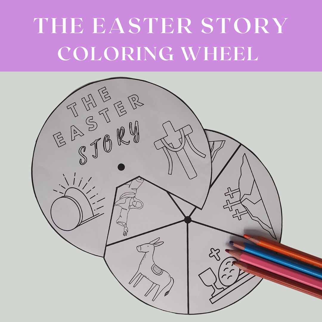 The Easter Story Coloring Wheel,kids Bible Coloring Printable Christian ...