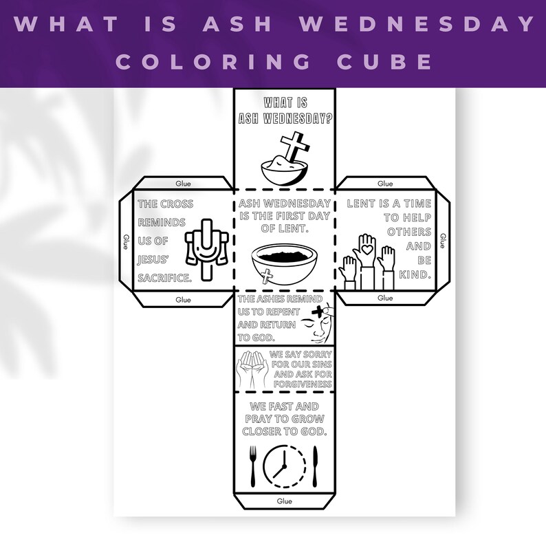 What is Ash Wednesday Coloring Cube, Christian Printable Craft for Kids ...