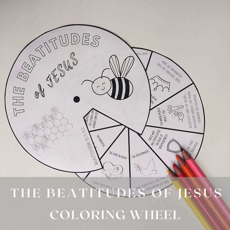 The Beatitudes of Jesus Coloring Wheel, Printable Sunday School Lesson ...