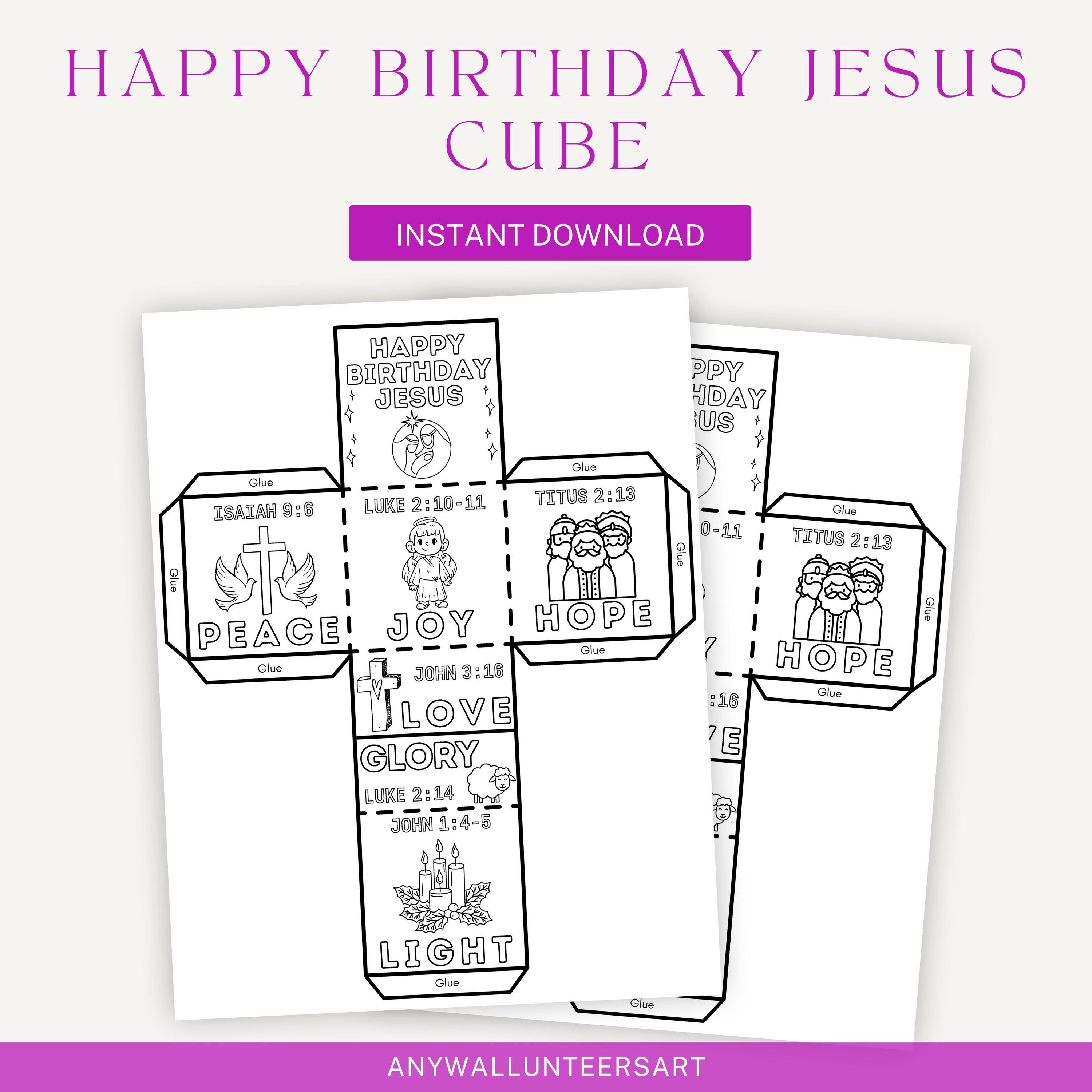 Happy Birthday Jesus Coloring Cube, Christmas Christian Craft,printable ...
