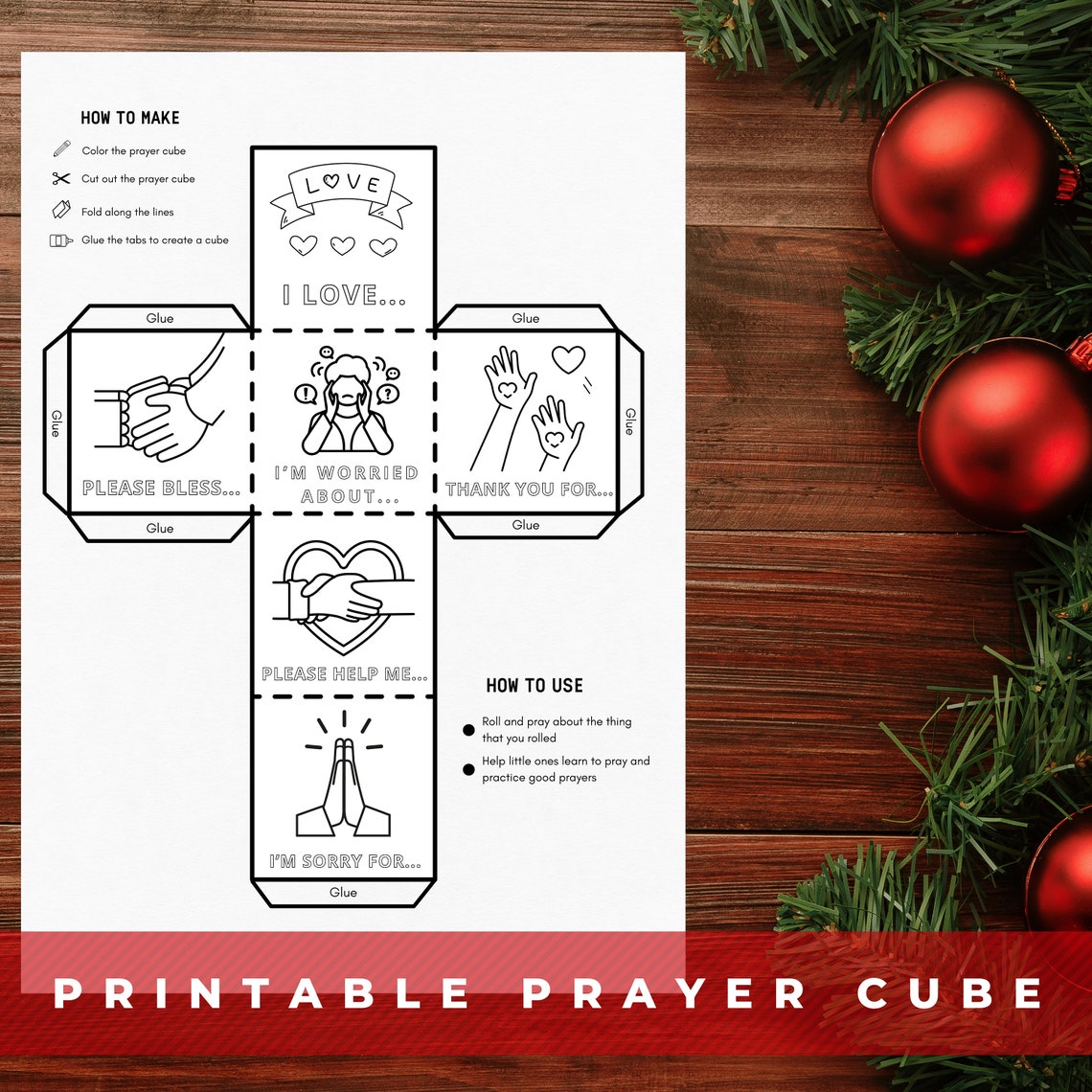 Printable Prayer Cube for Kids, Bible Coloring Page Learning Sheet ...