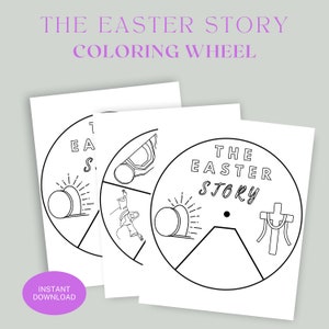 The Easter Story Coloring Wheel,kids Bible Coloring Printable Christian ...