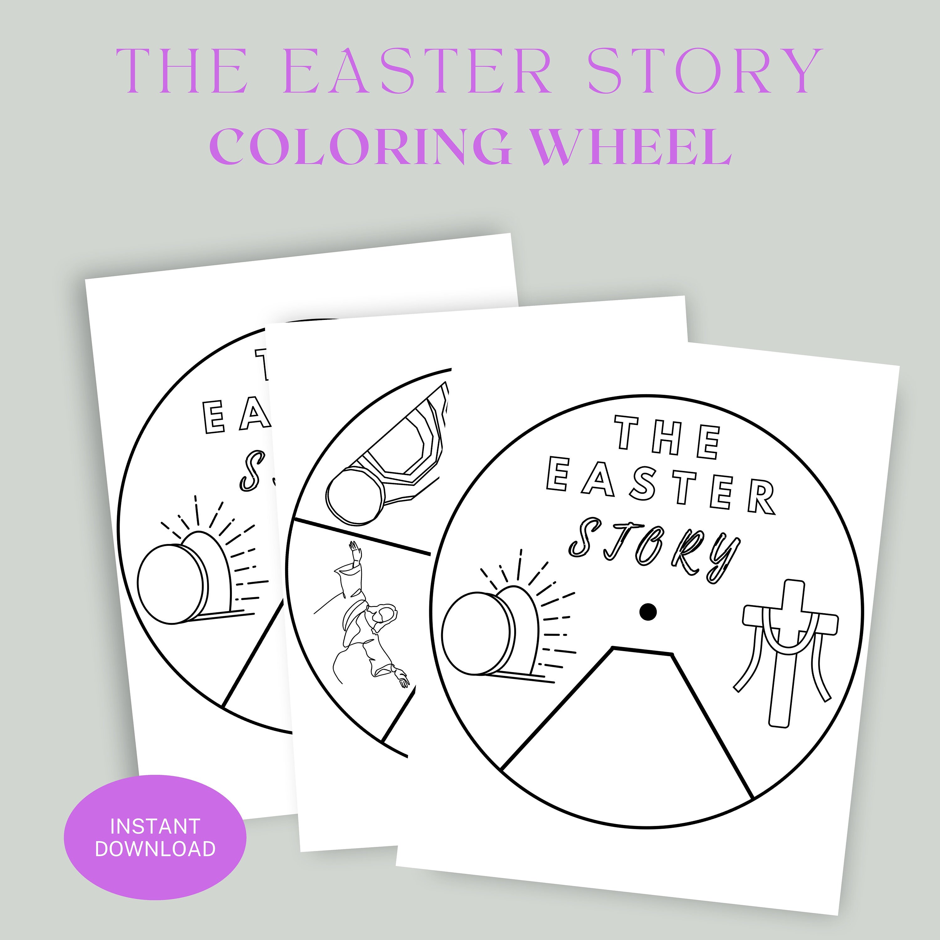 The Easter Story Coloring Wheel,kids Bible Coloring Printable Christian ...