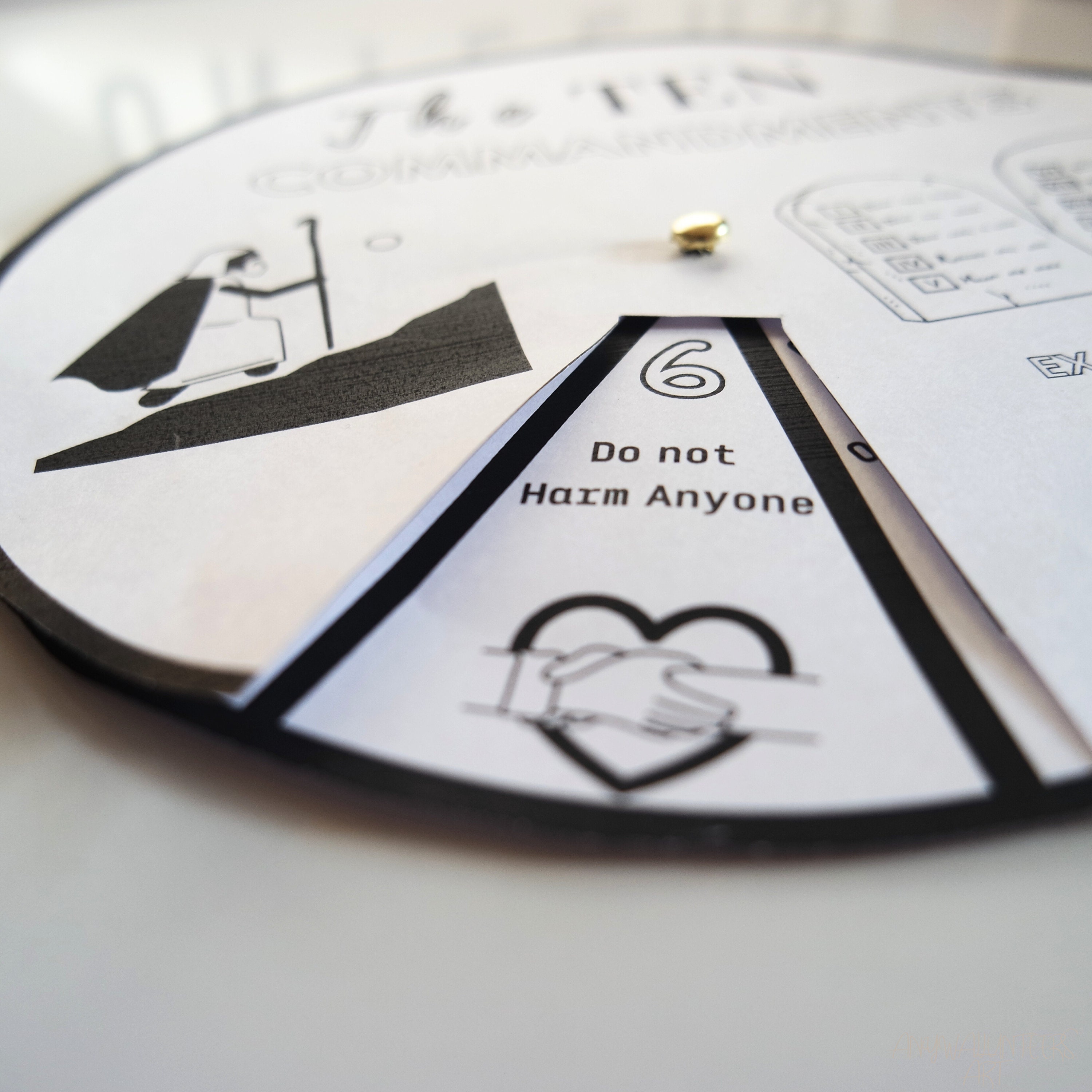 The Ten Commandments Exodus Moses Old Testament Coloring Spinner Wheel ...