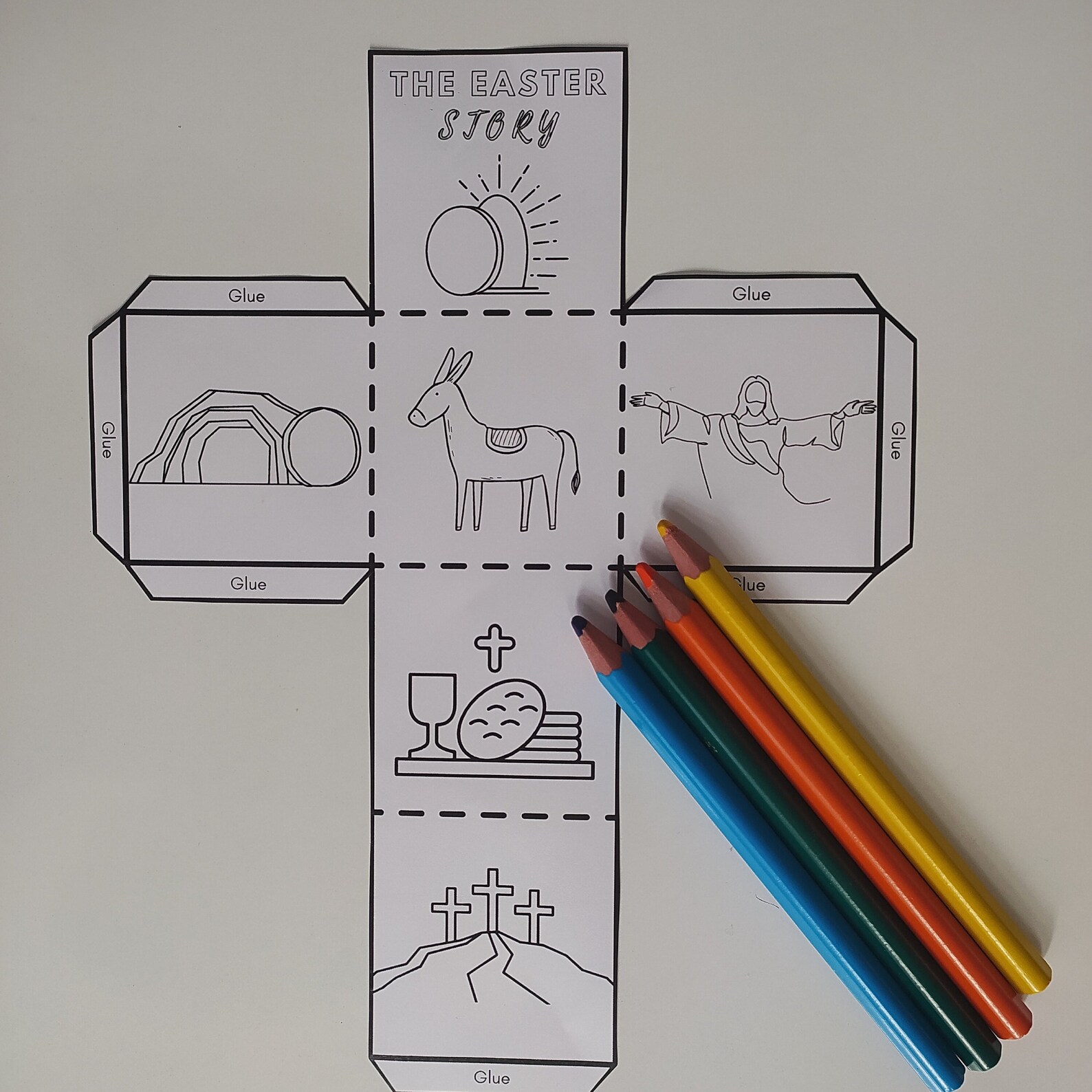 Easter Story Coloring Cube, Printable Sunday School Craft, Bible Story ...