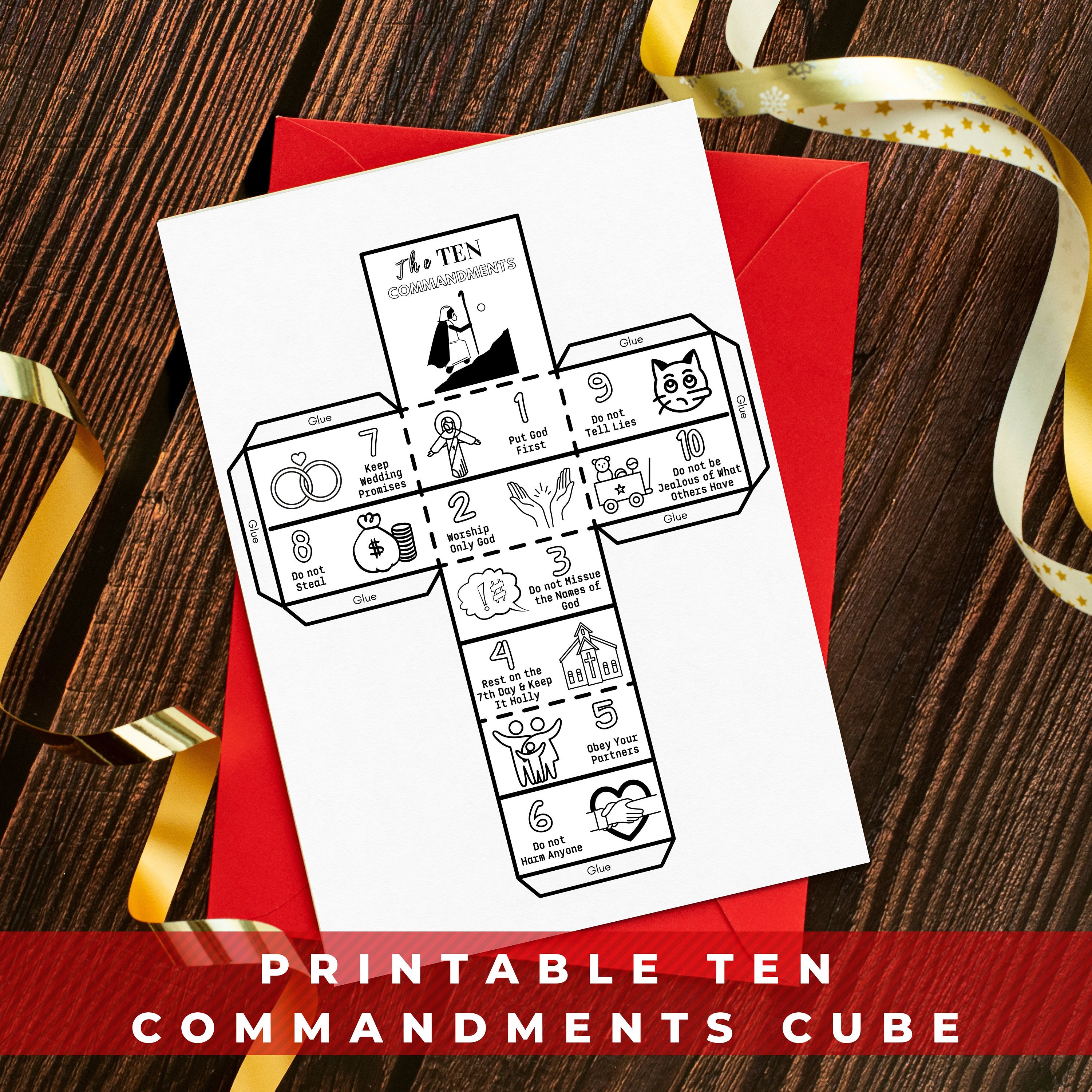 Ten Commandments Cube, Bible Coloring Page, Sunday School (digital ...