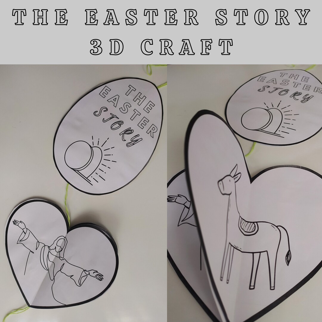 The Easter Story 3D Craft, Printable Sunday School Coloring Craft ...