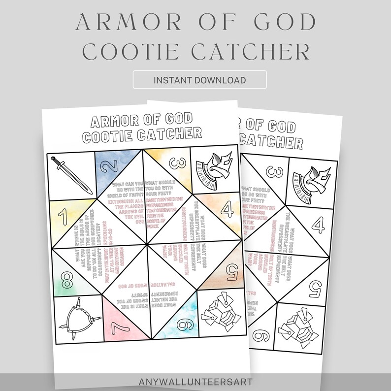 Armor of God Cootie Catcher Sunday School Bible Activity,armor of God ...