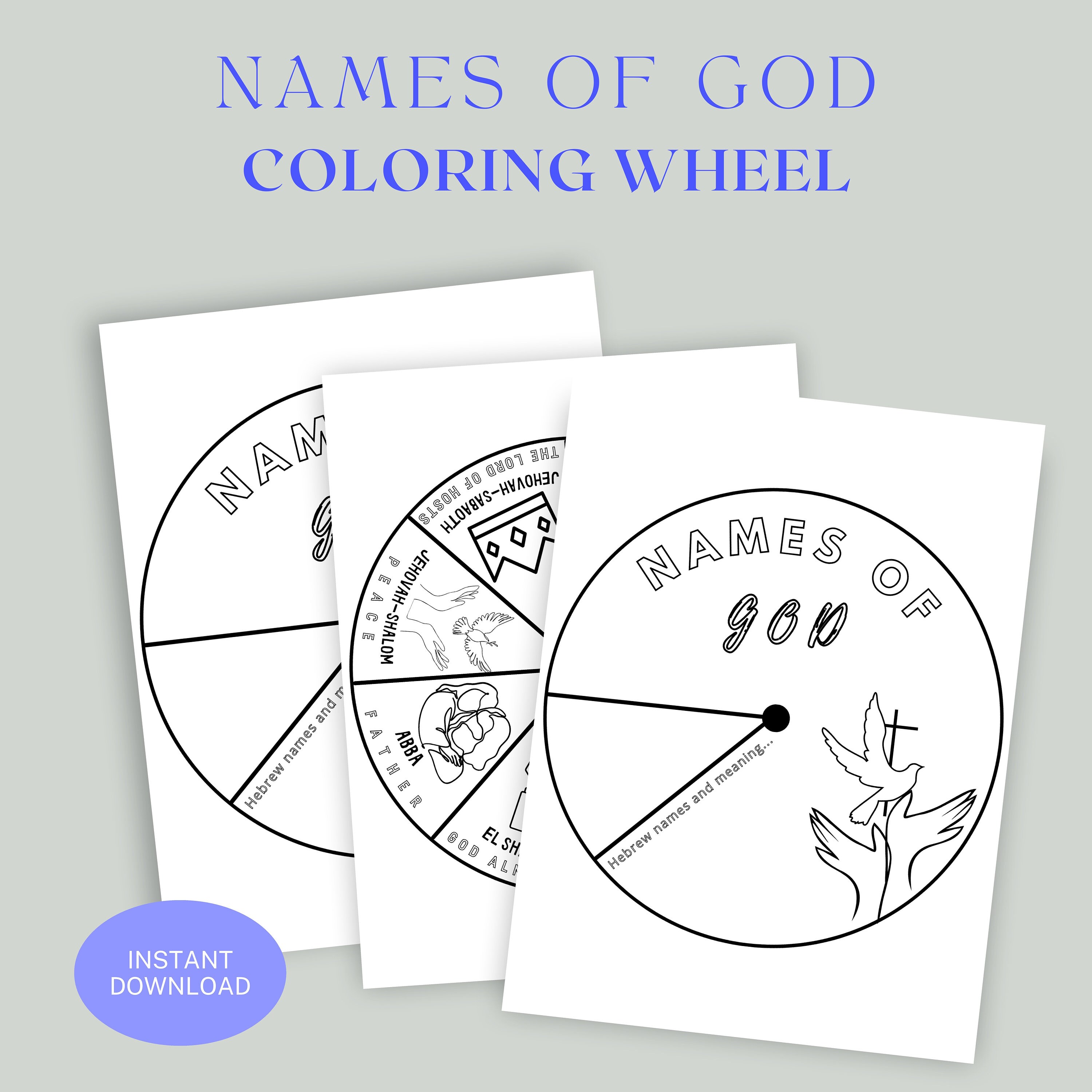 Names of God Coloring Wheel, Sunday School Lesson Craft, Bible ...